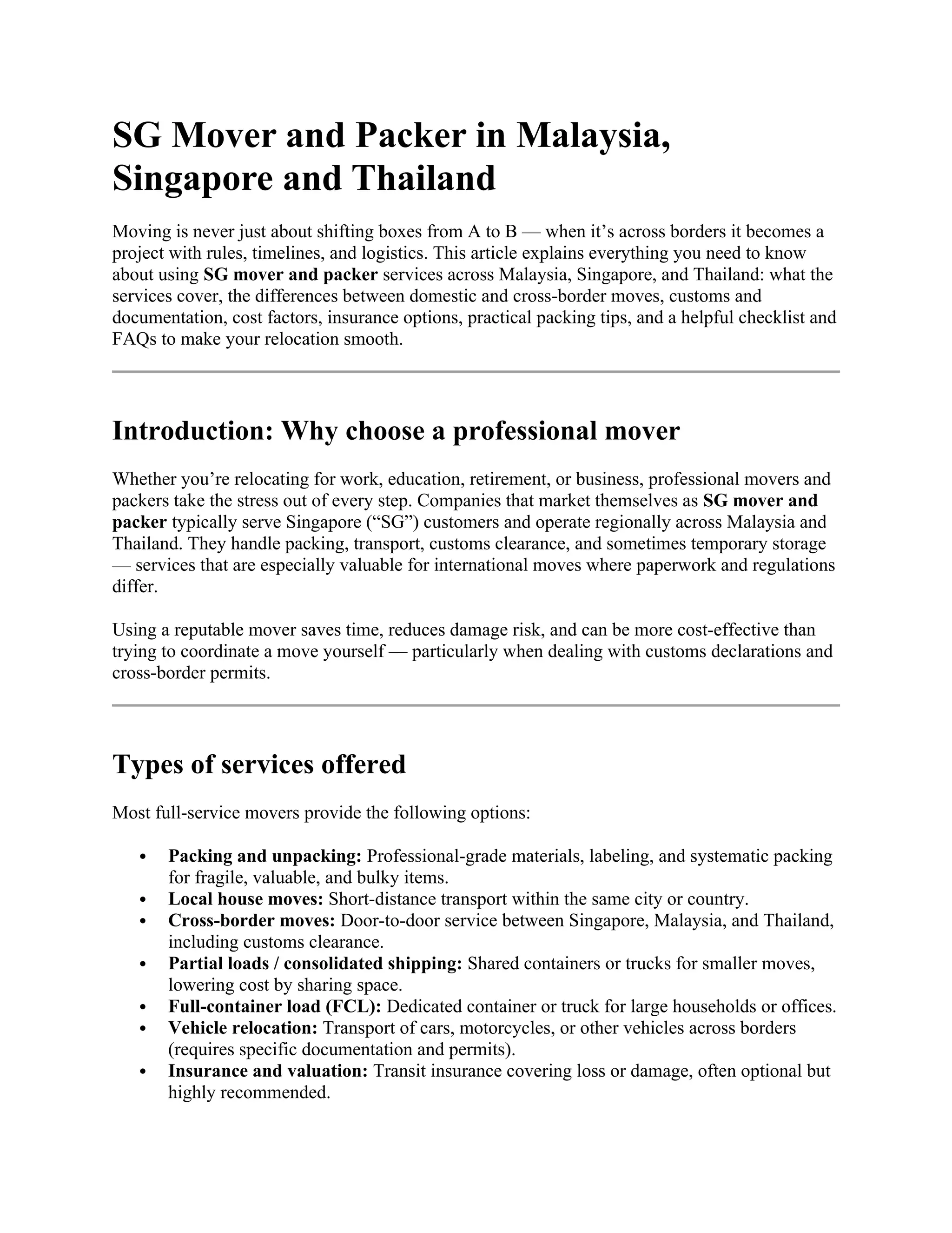 sgmover is mover and packer in singapore | DOCX