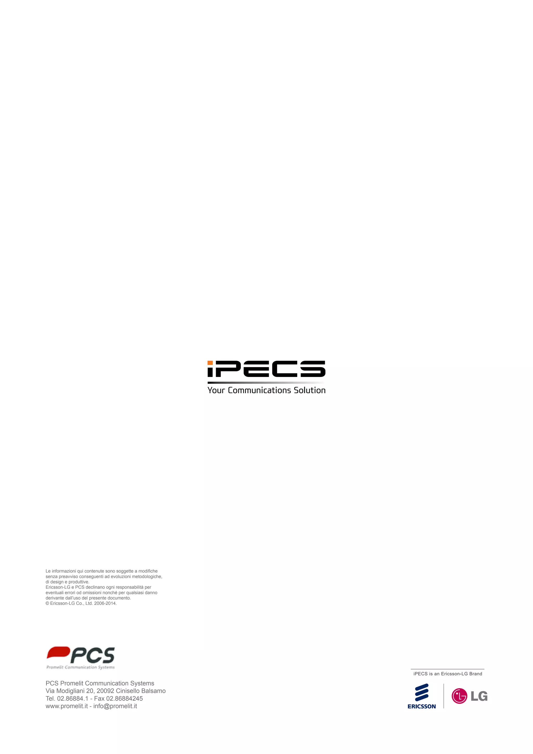 Sgm telefonia, centralino Promelit ipecs emg80 | PDF