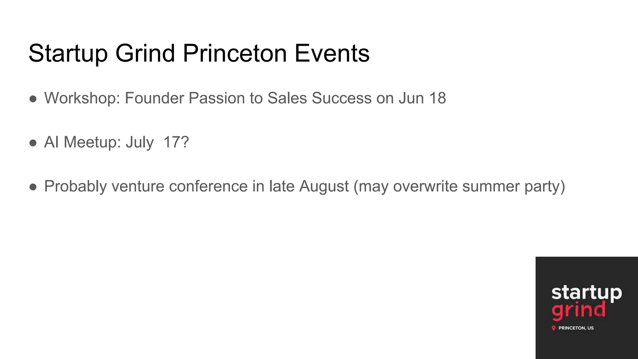 Startup Grind Princeton - Gen AI 240618 18 June 2024 | PPTX | Business ...