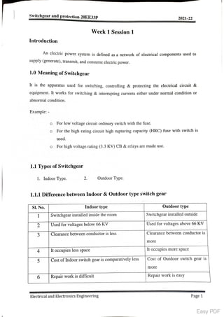 SGP CHAPTER 1.pdf switch gear and protection | PDF