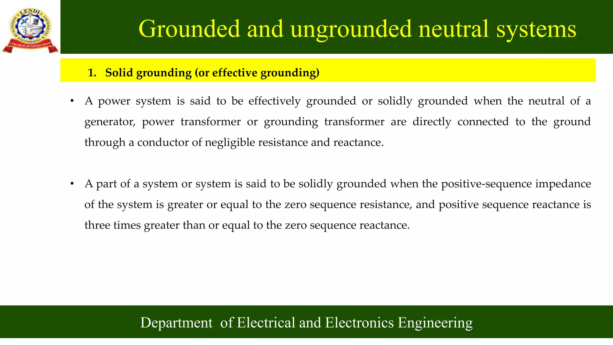 PROTECTION AGAINST OVER VOLTAGE AND GROUNDING | PPTX
