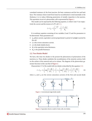Valuation and Determination of Seven and Five Parameters of Photovoltaic Generator by Iterative ...