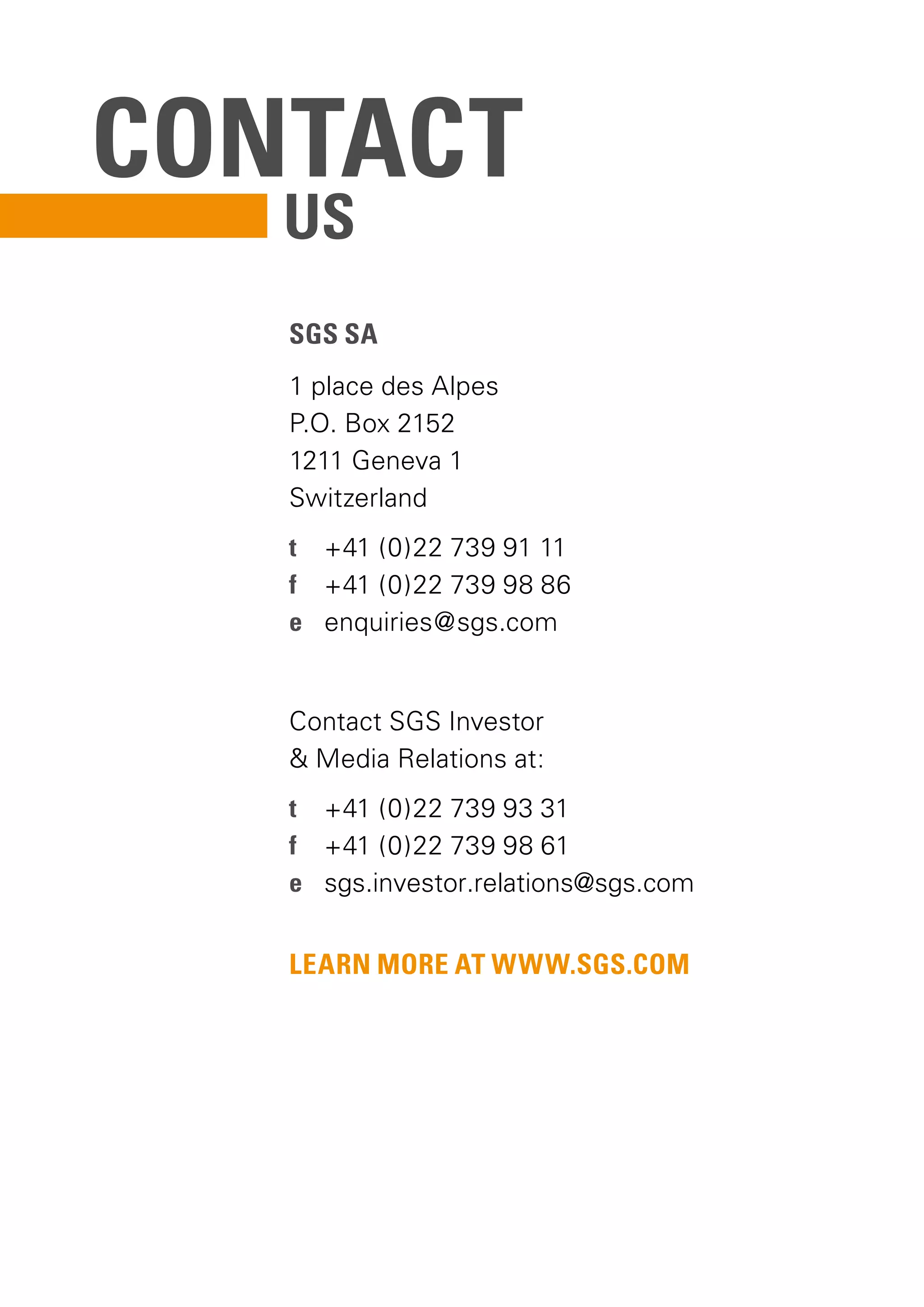 SGS Group Profile 2010 | PDF