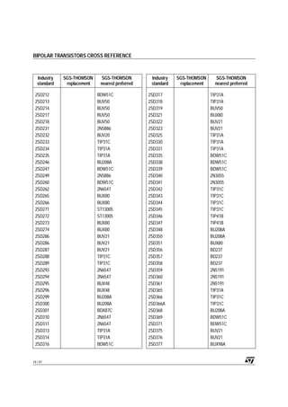 Sgs thomson bipolar transistors cross reference | PDF