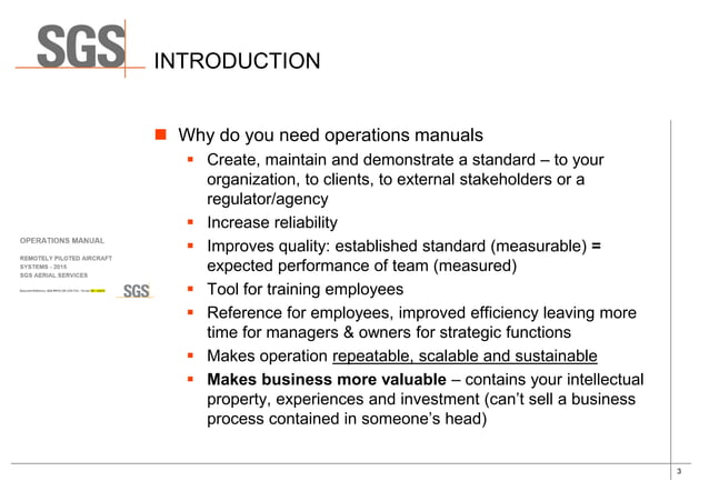 SGS - Development of UAV Operations Manuals | PDF