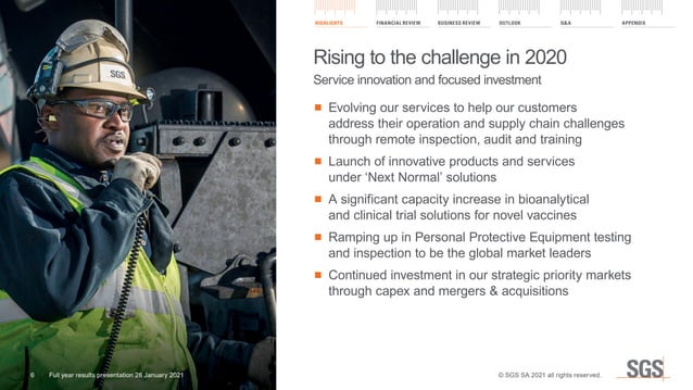 SGS 2020 Full Year Results Presentation | PDF