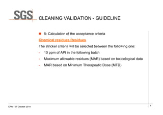 The Fundamentals of Cleaning Validation | PPT
