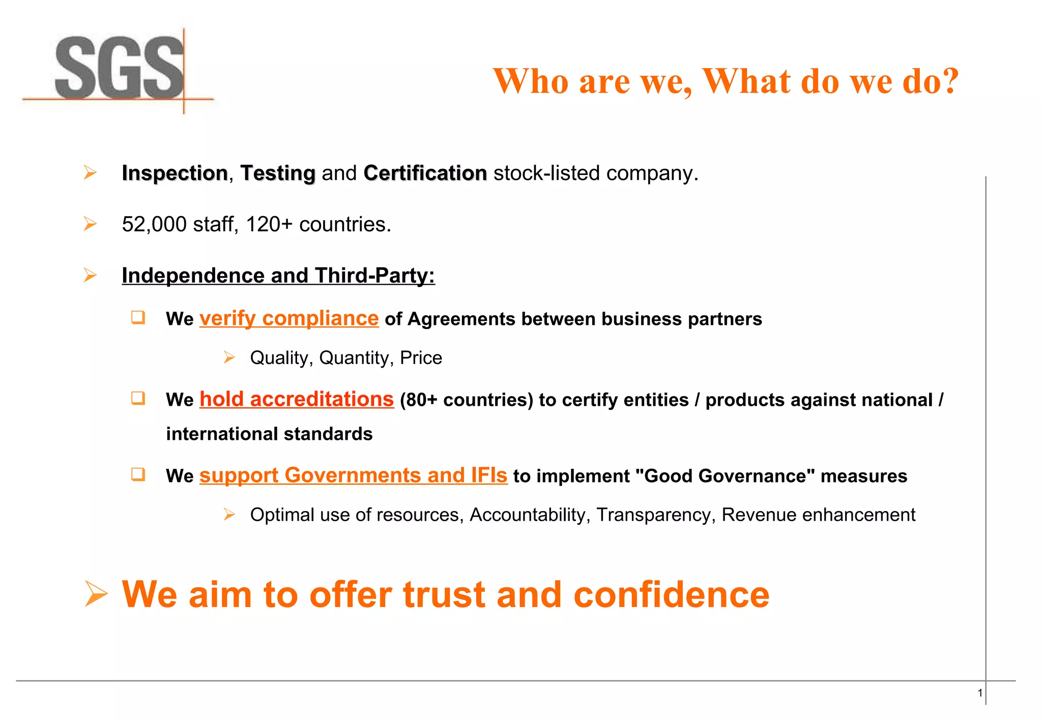 SGS NGO Benchmark Audit | PPT