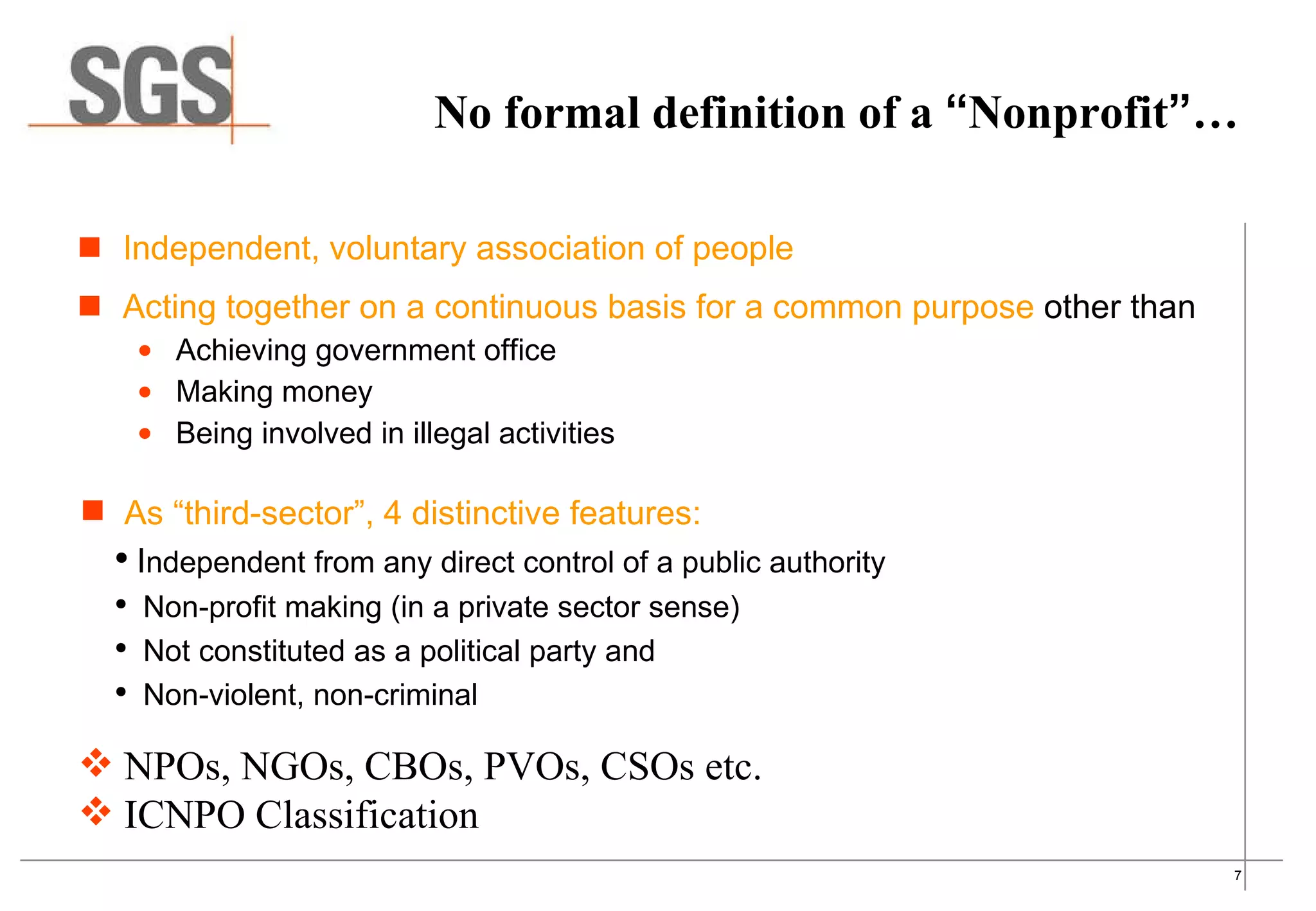 SGS NGO Benchmark Audit | PPT