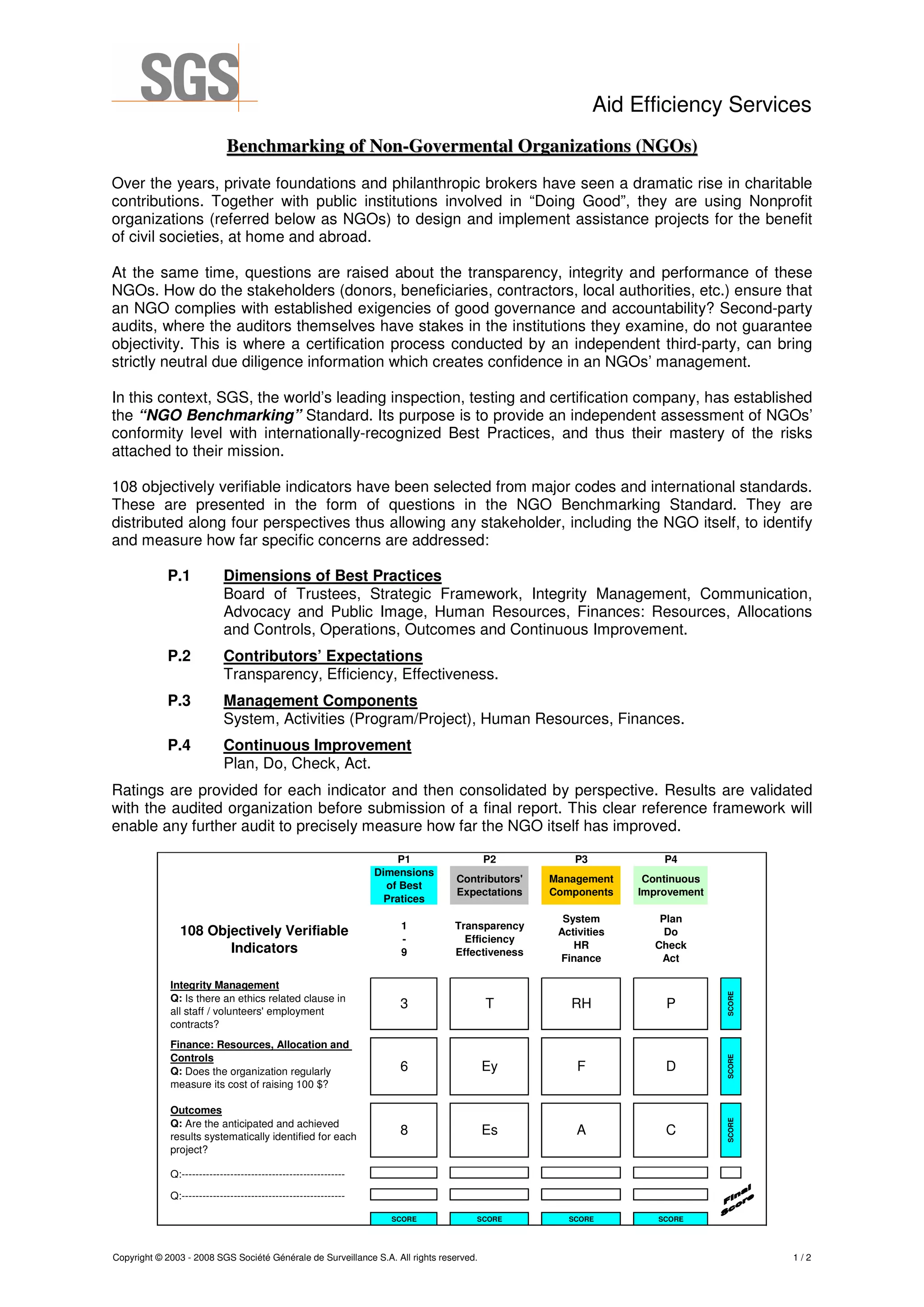 SGS NGO Benchmark Audit | PDF