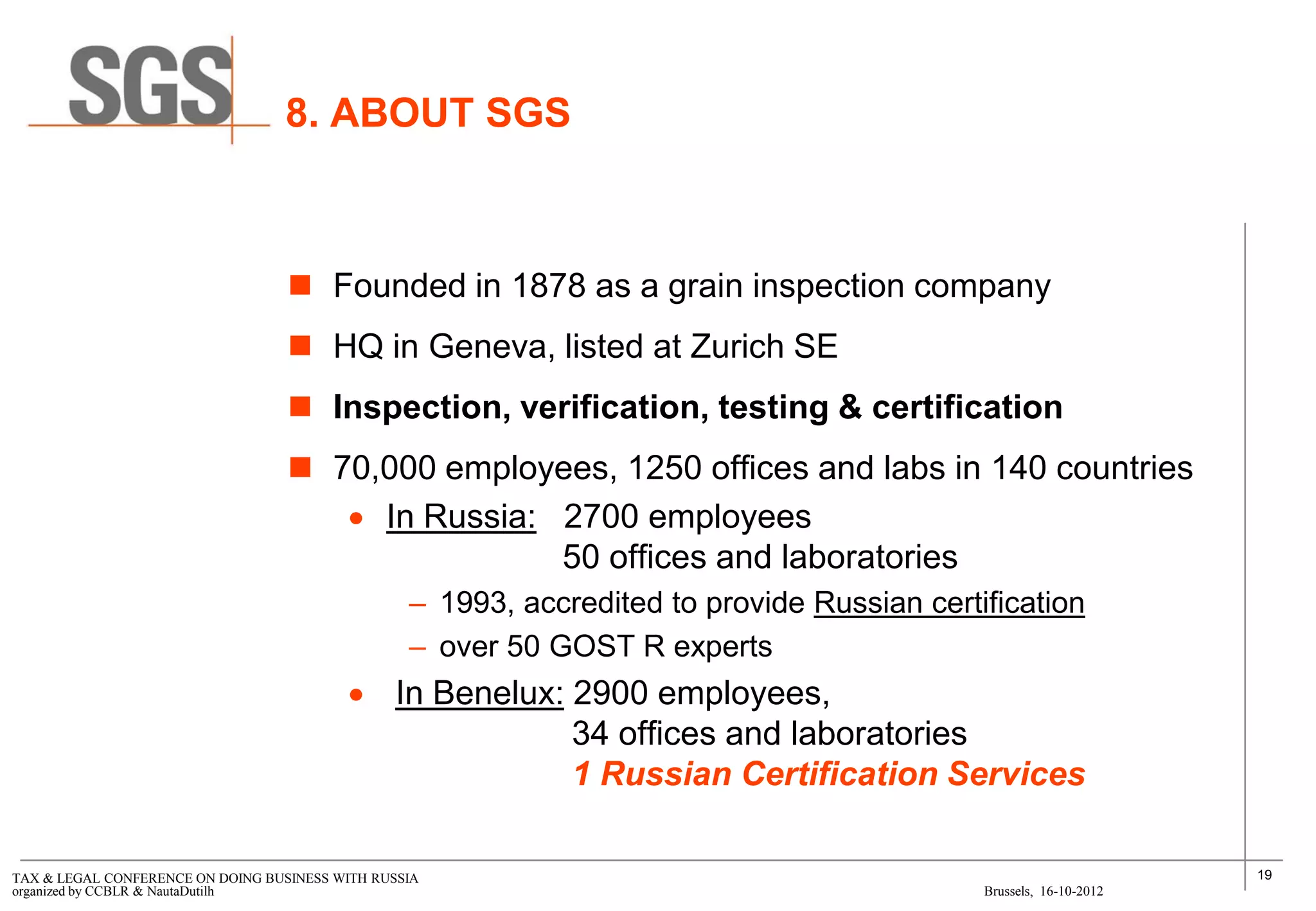 Sgs product certification russia customs union 10 2012 | PPT