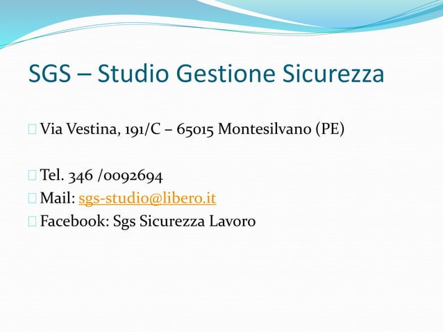 Sgs – studio gestione sicurezza brochure | PPT