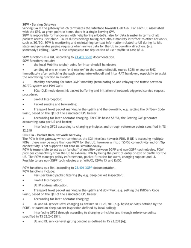 LTE (SGW , AMP& PGW | DOC | Computer Networking | Computing