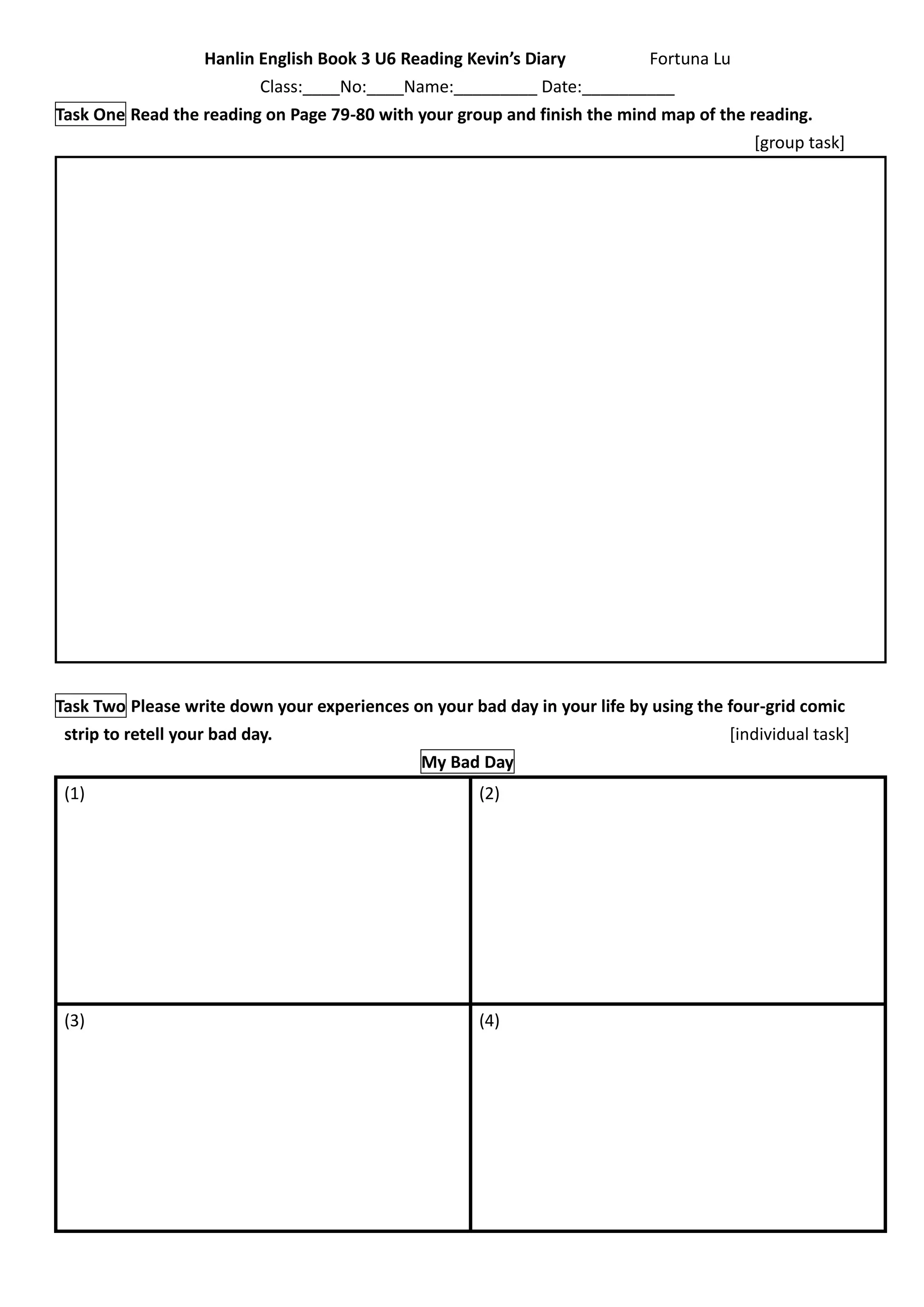 05 hanlin english book 3 u6 reading kevins diary | PDF | Comics and ...