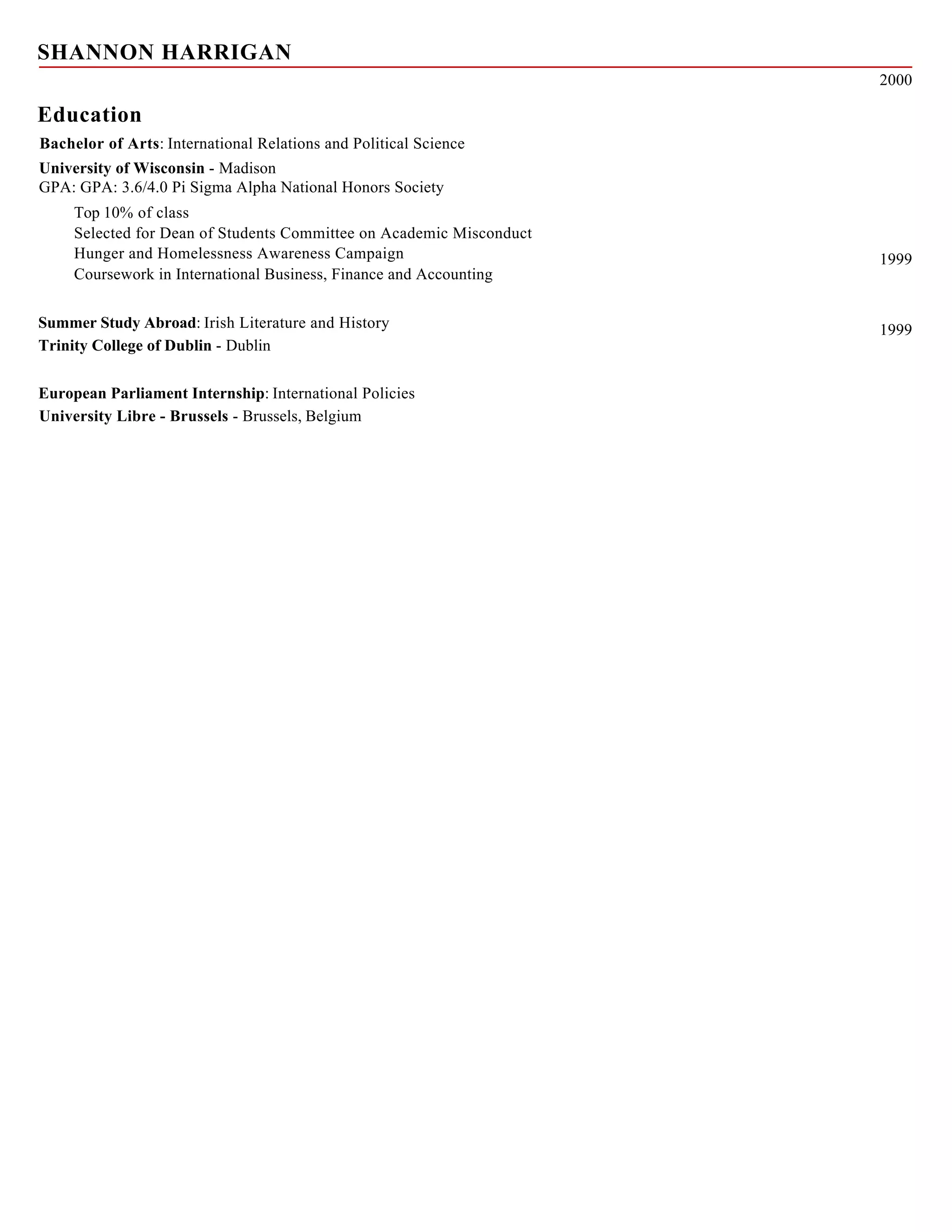 Shannon Harrigan Resume | PDF