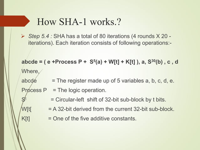 SHA- Secure hashing algorithm | PPTX