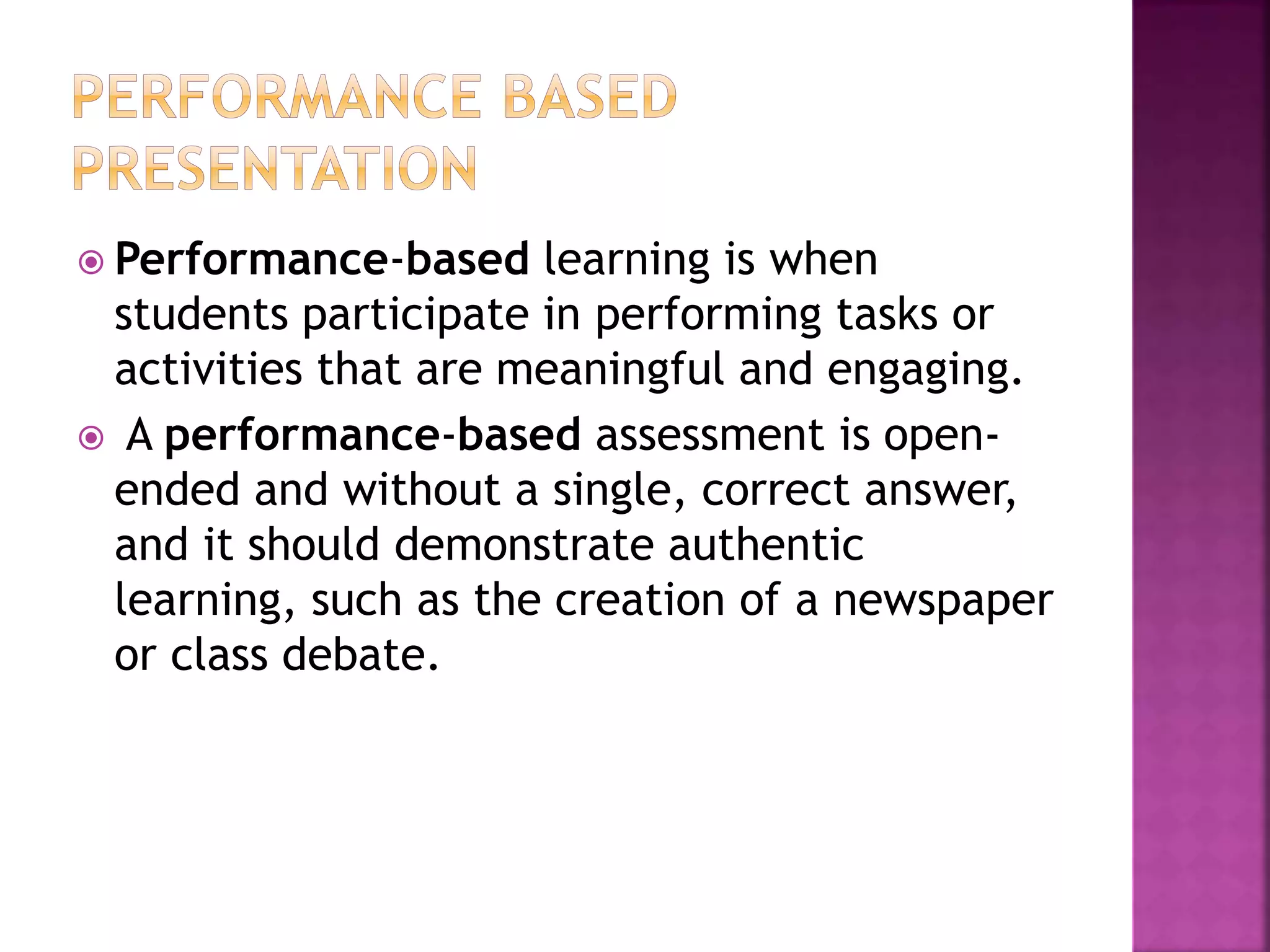 performance based presentation | PPT