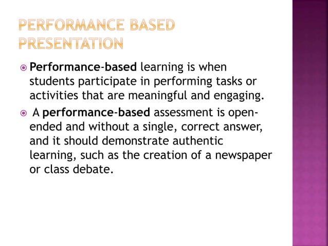 performance based presentation | PPT