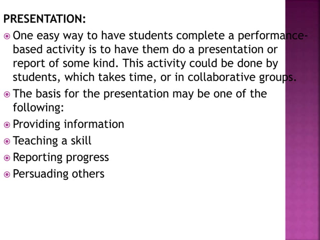 performance based presentation | PPT