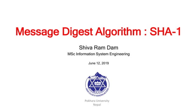 SHA 1 Algorithm | PDF