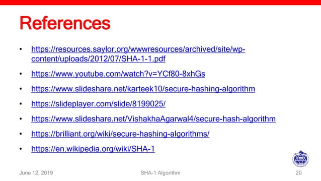 SHA 1 Algorithm | PDF