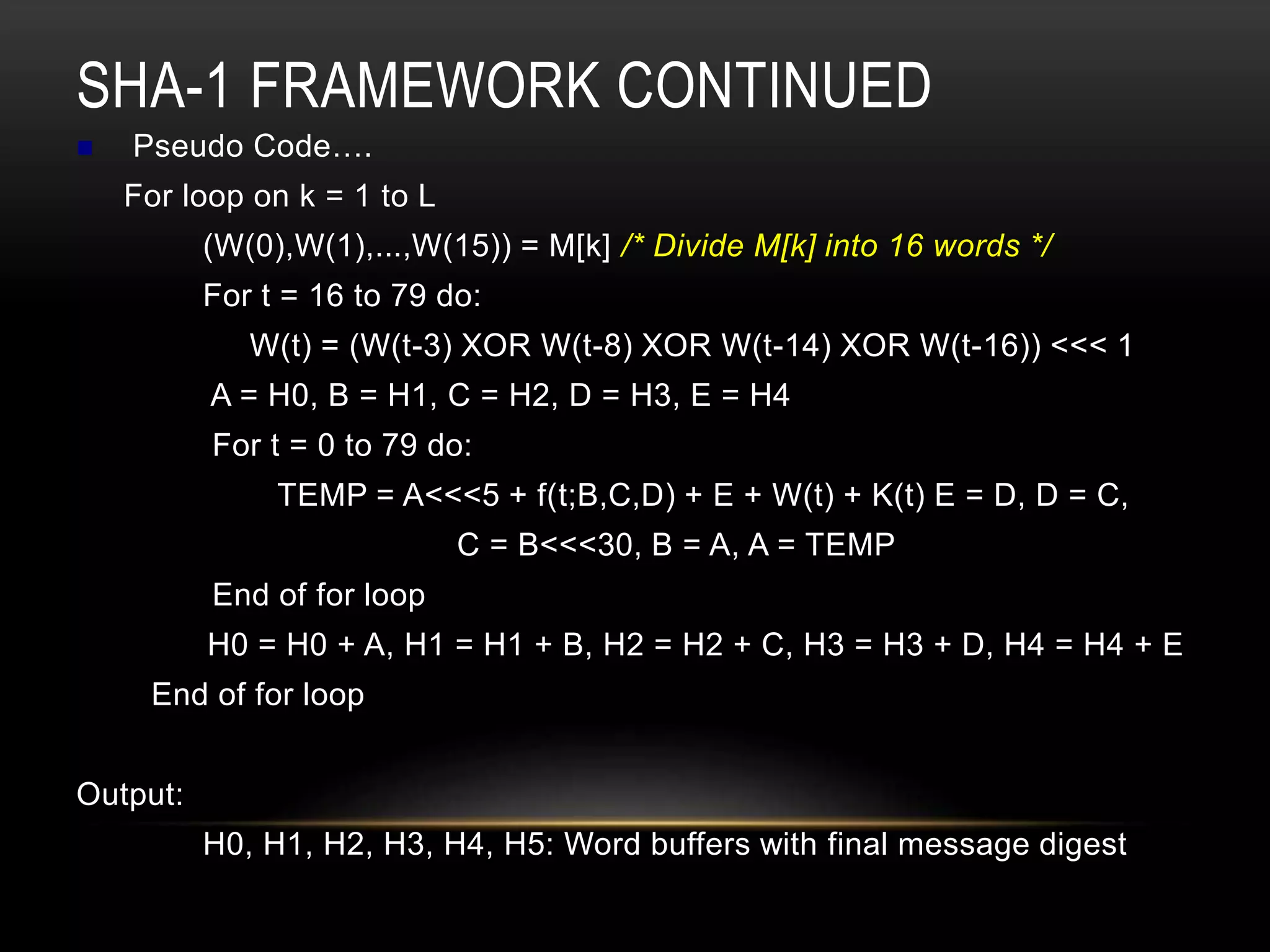 SHA 1 Algorithm.ppt