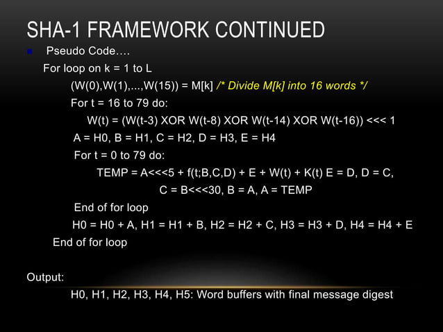 SHA 1 Algorithm.ppt