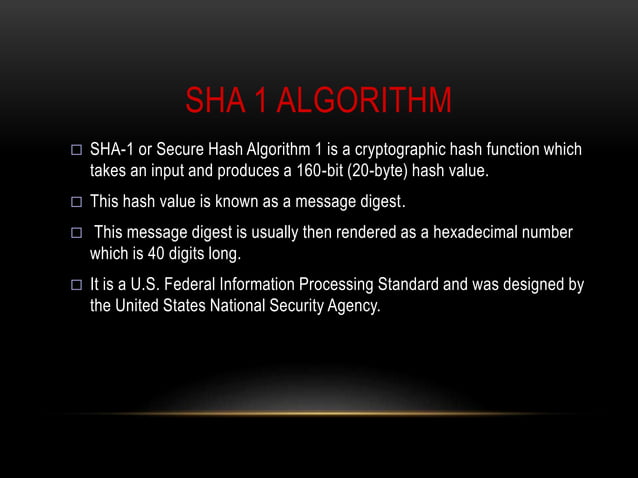 SHA 1 Algorithm.ppt