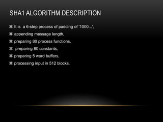 SHA 1 Algorithm.ppt