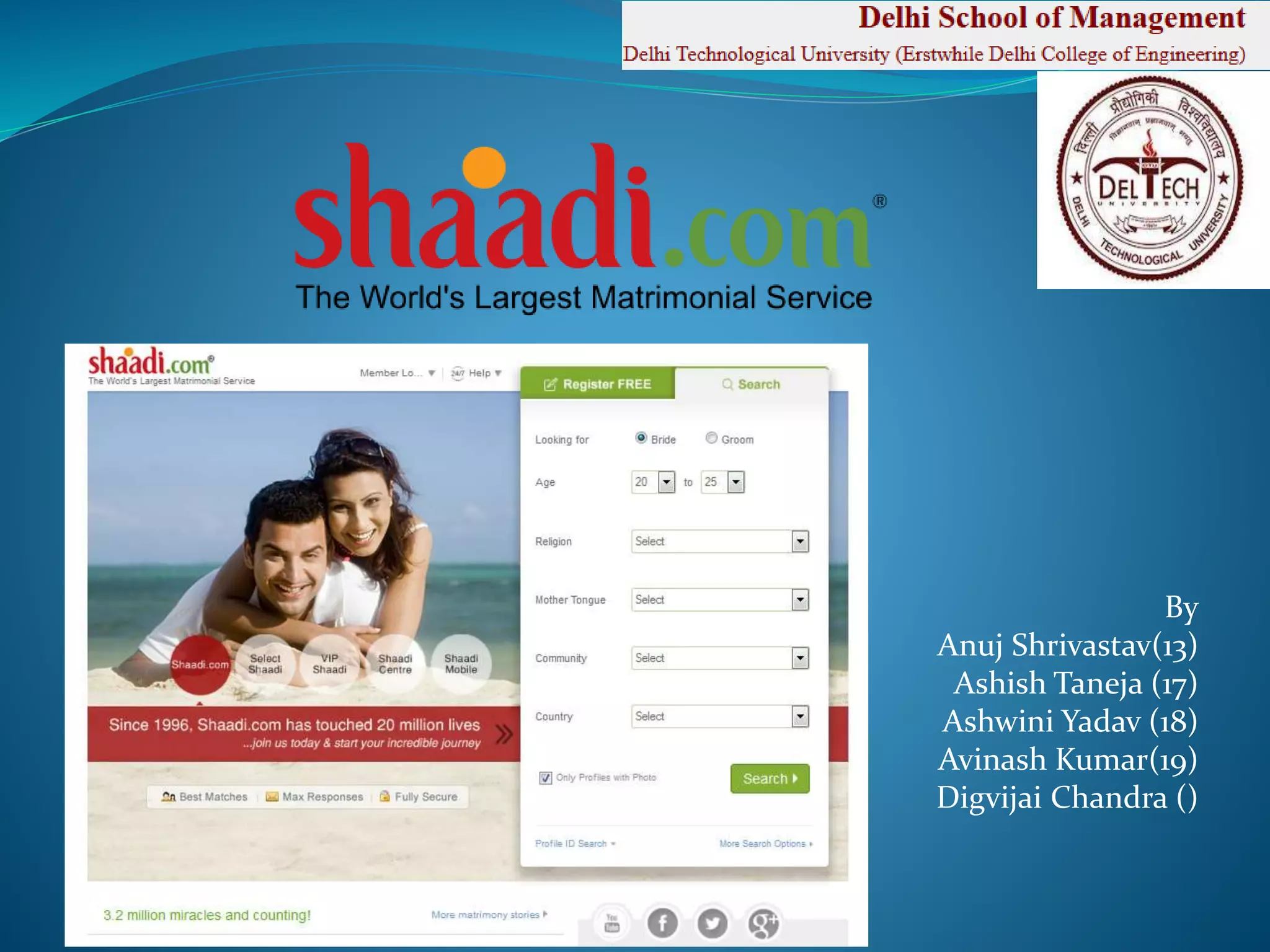 Shaadi.com ,Metrimonial site-Marketing Of Services | PPTX