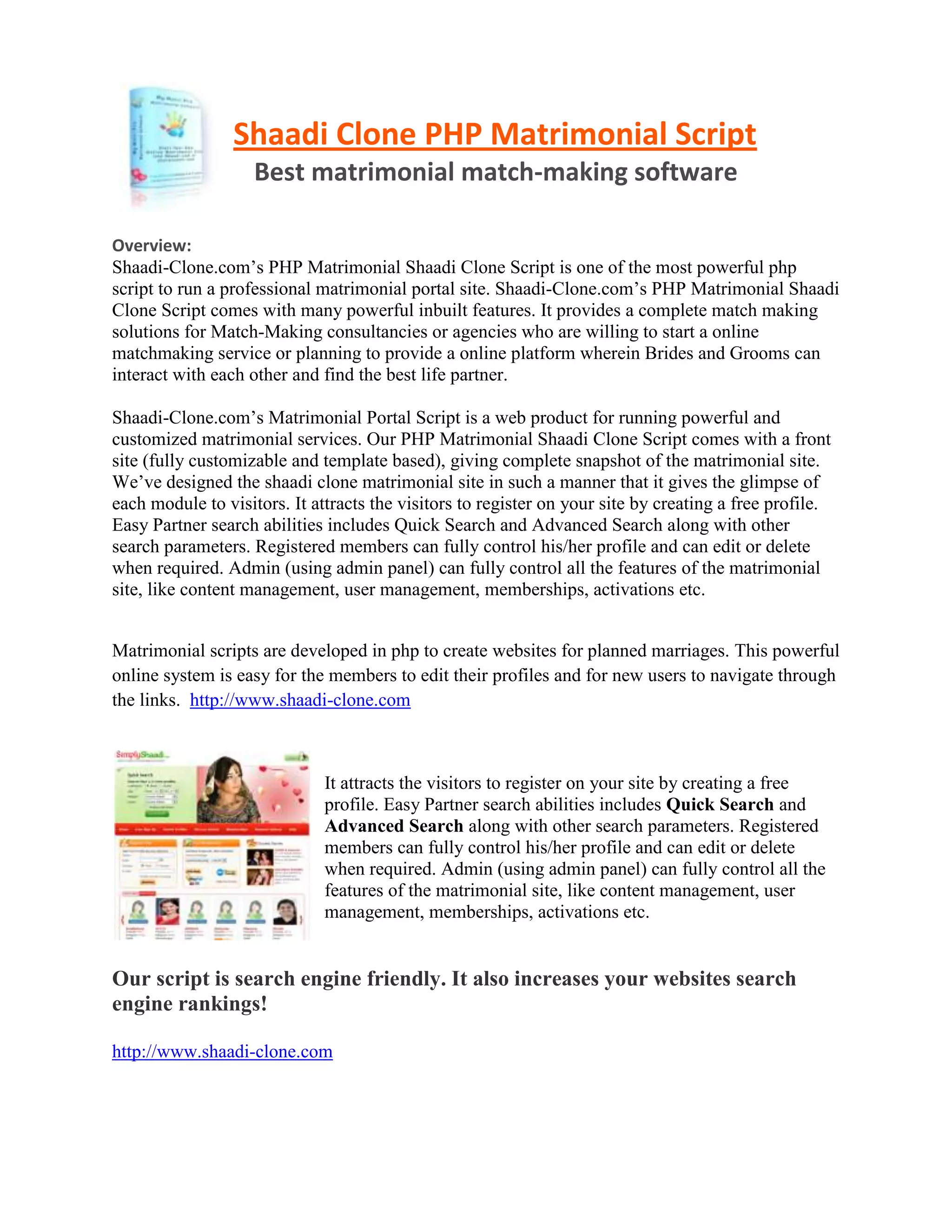 Shaadi clone Script | DOCX