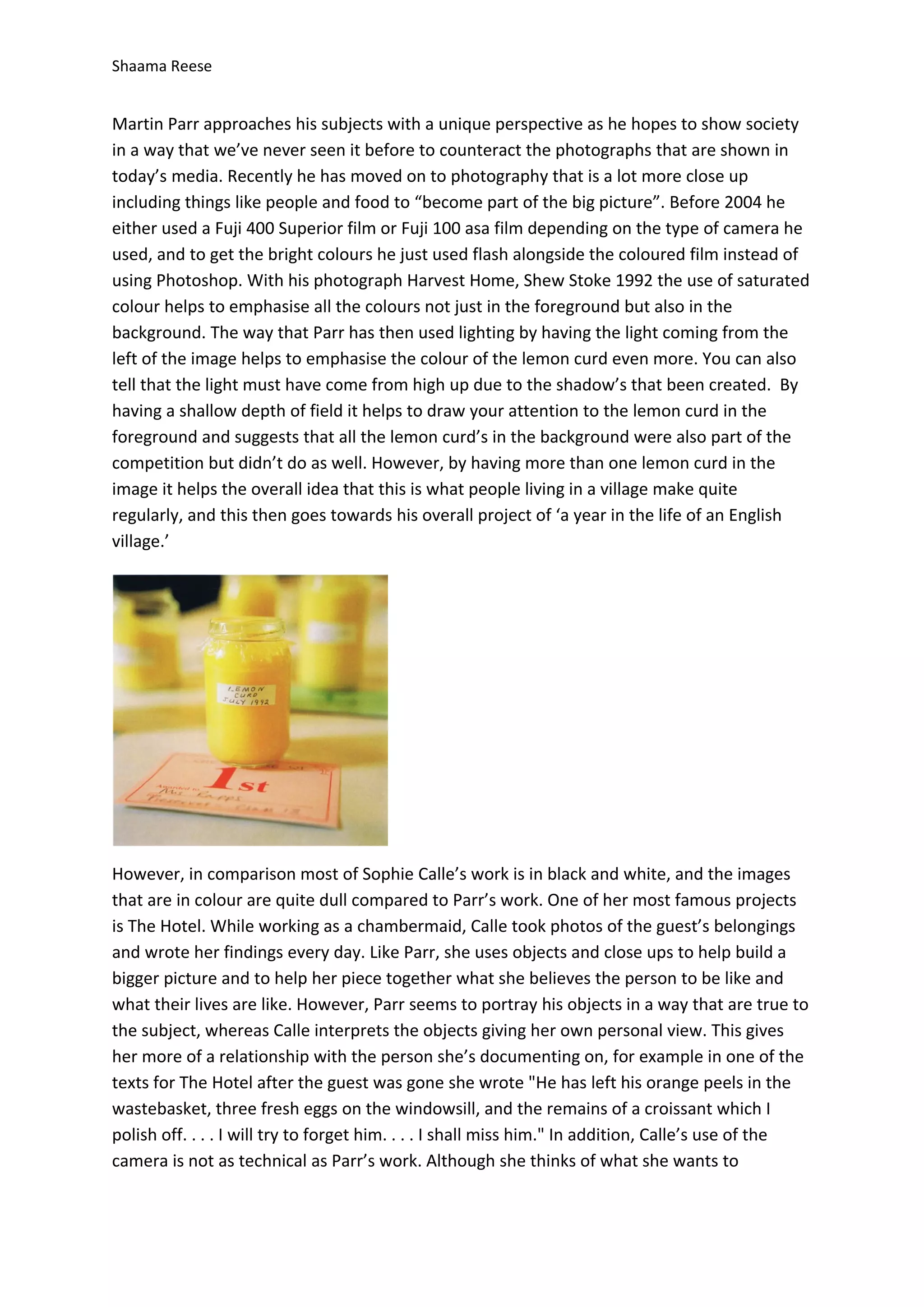 Shaama Reese written study example | PDF