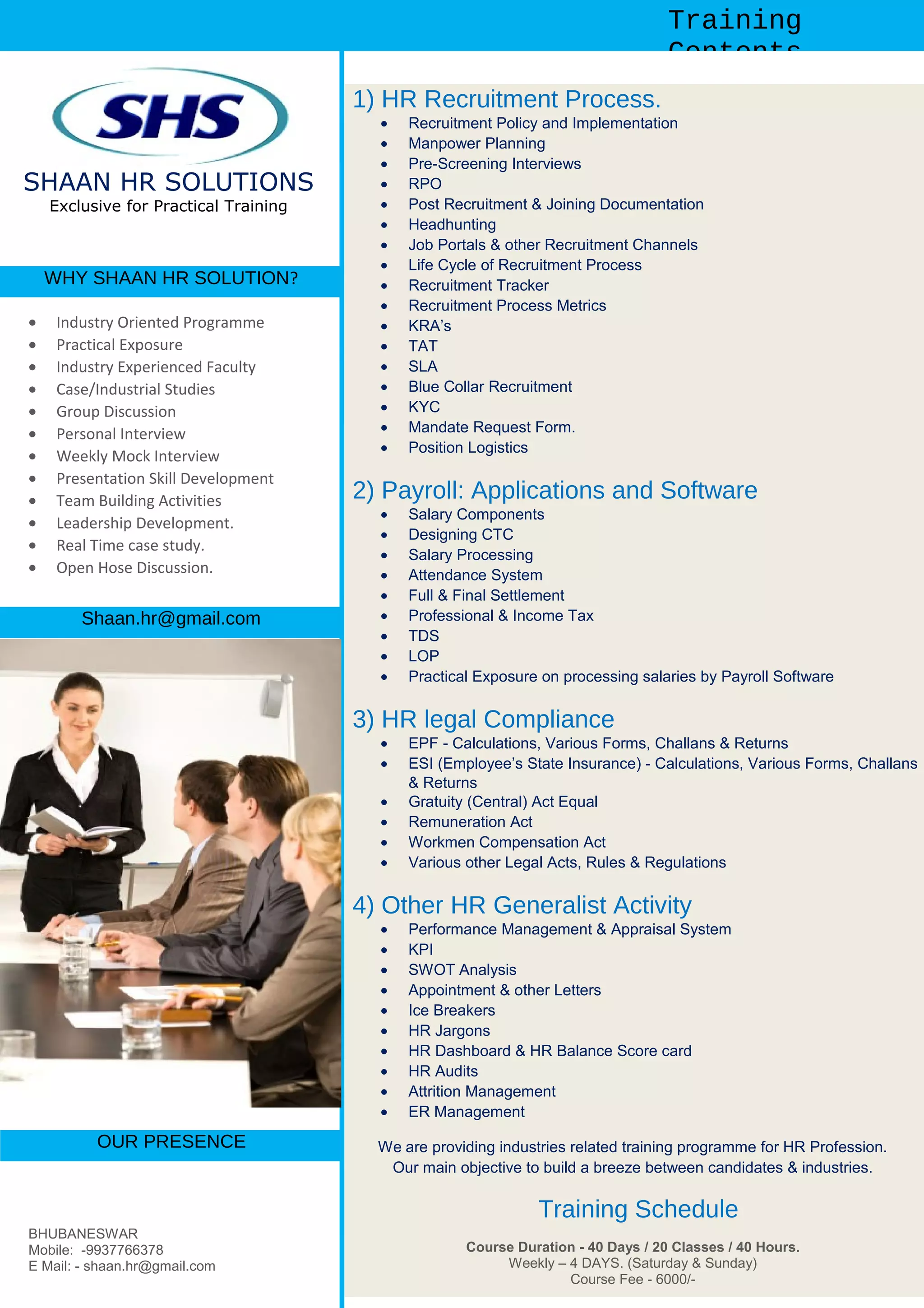 Shaan HR Training Brochure | DOC