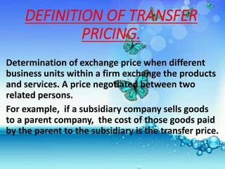International Transfer Pricing Methods | PPTX