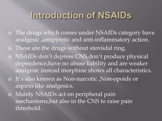 NSAIDS(NON-STEROIDAL ANTI INFLAMMATORY DRUGS) | PPTX
