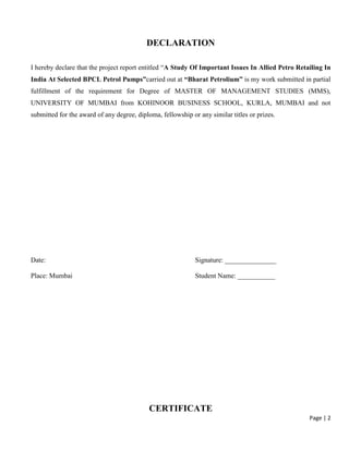 “A Study Of Important Issues In Allied Petro Retailing In India At ...