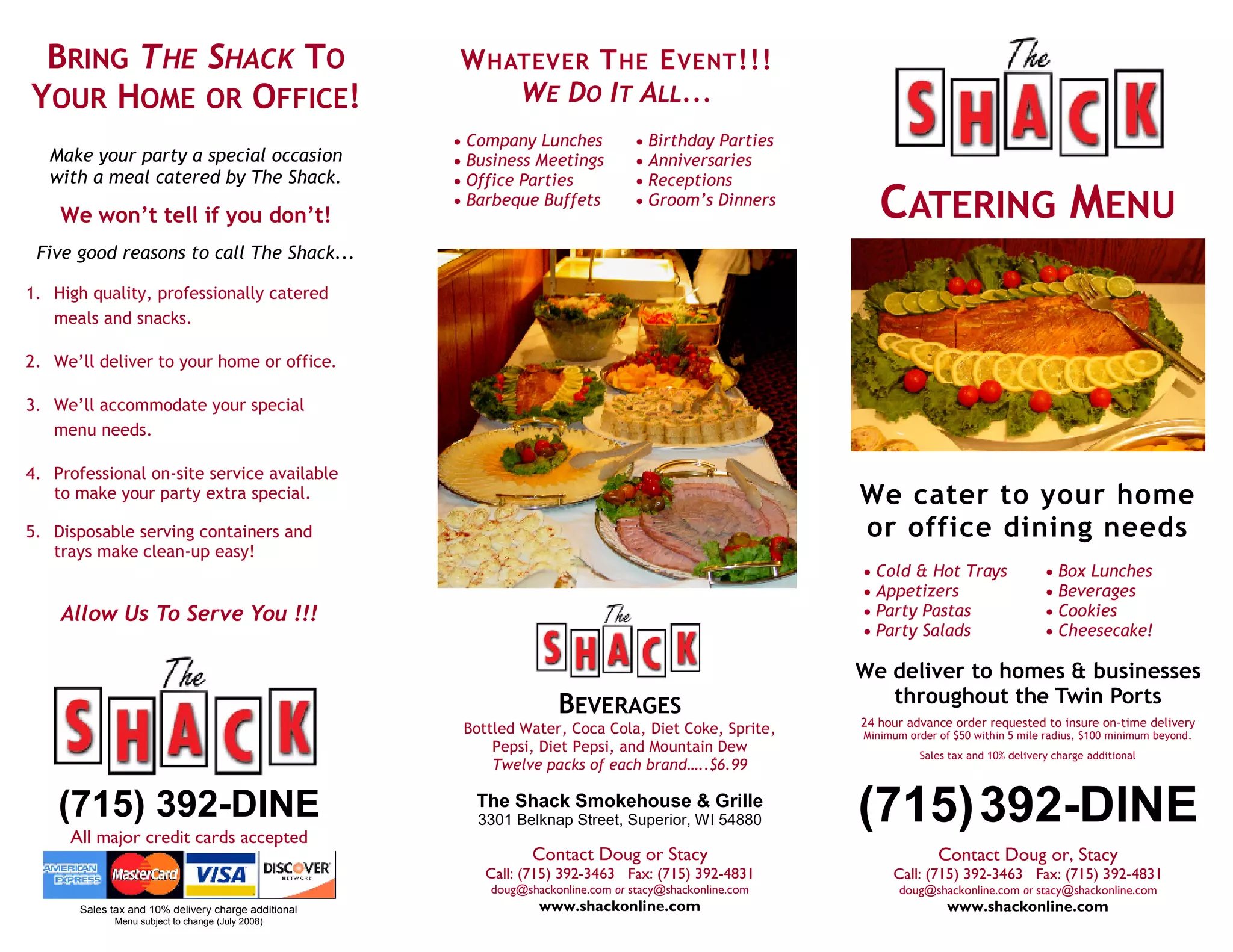 Shack Catering Menu | PDF