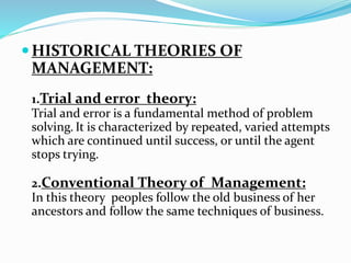 HISTORICAL AND CLASSICAL THEORIES OF MANAGEMENT | PPTX