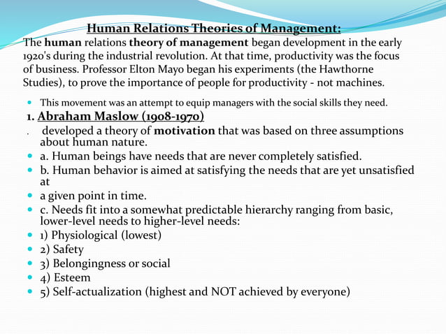Behavioral and human relation of management theories | PPTX