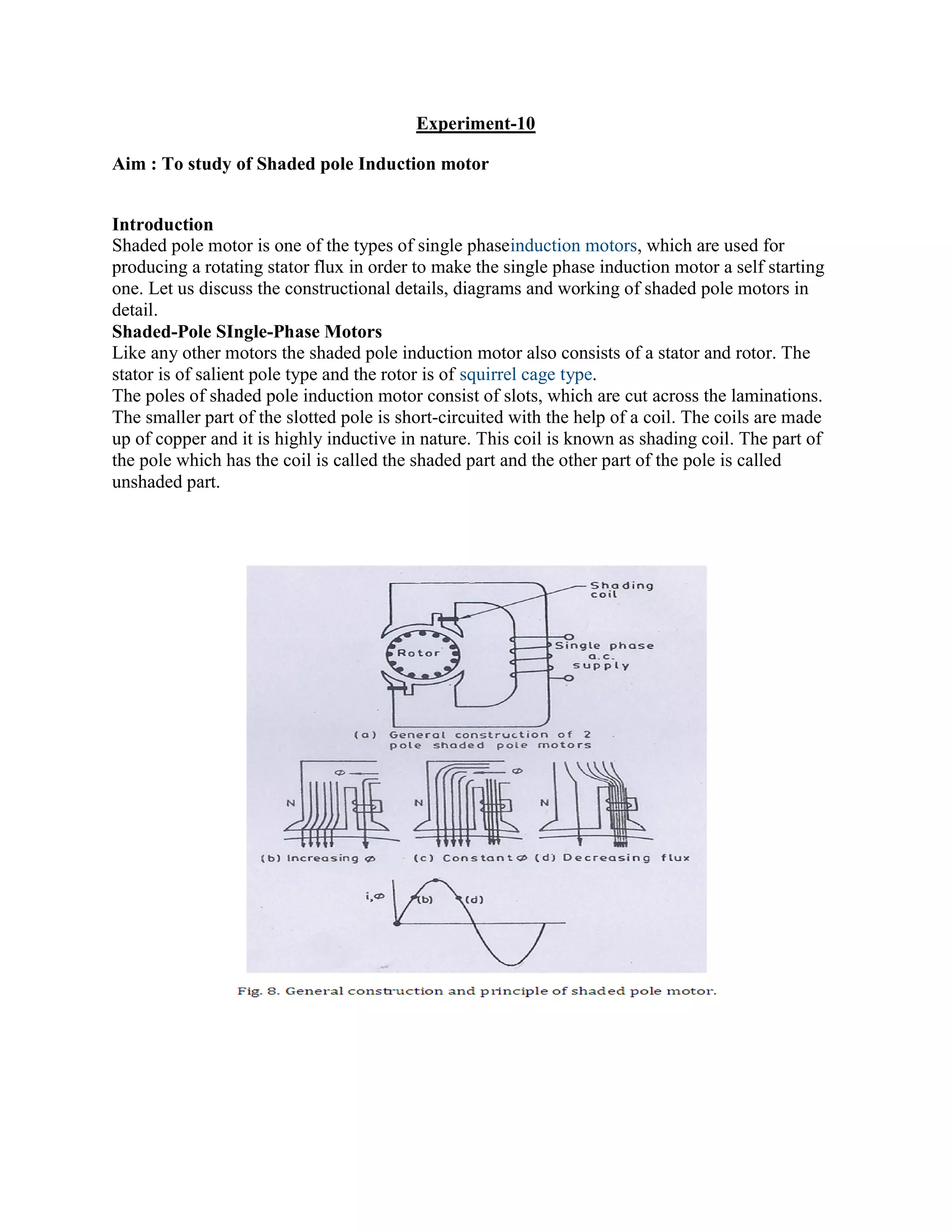 To study of Shaded pole Induction motor | PDF