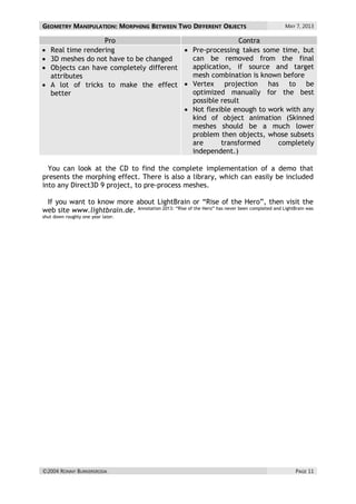 ShaderX³: Geometry Manipulation - Morphing between two different ...