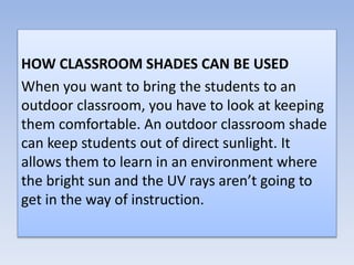 SHADE STRUCTURES FOR OUTDOOR CLASSROOMS ADD BREATHING ROOM | PPT