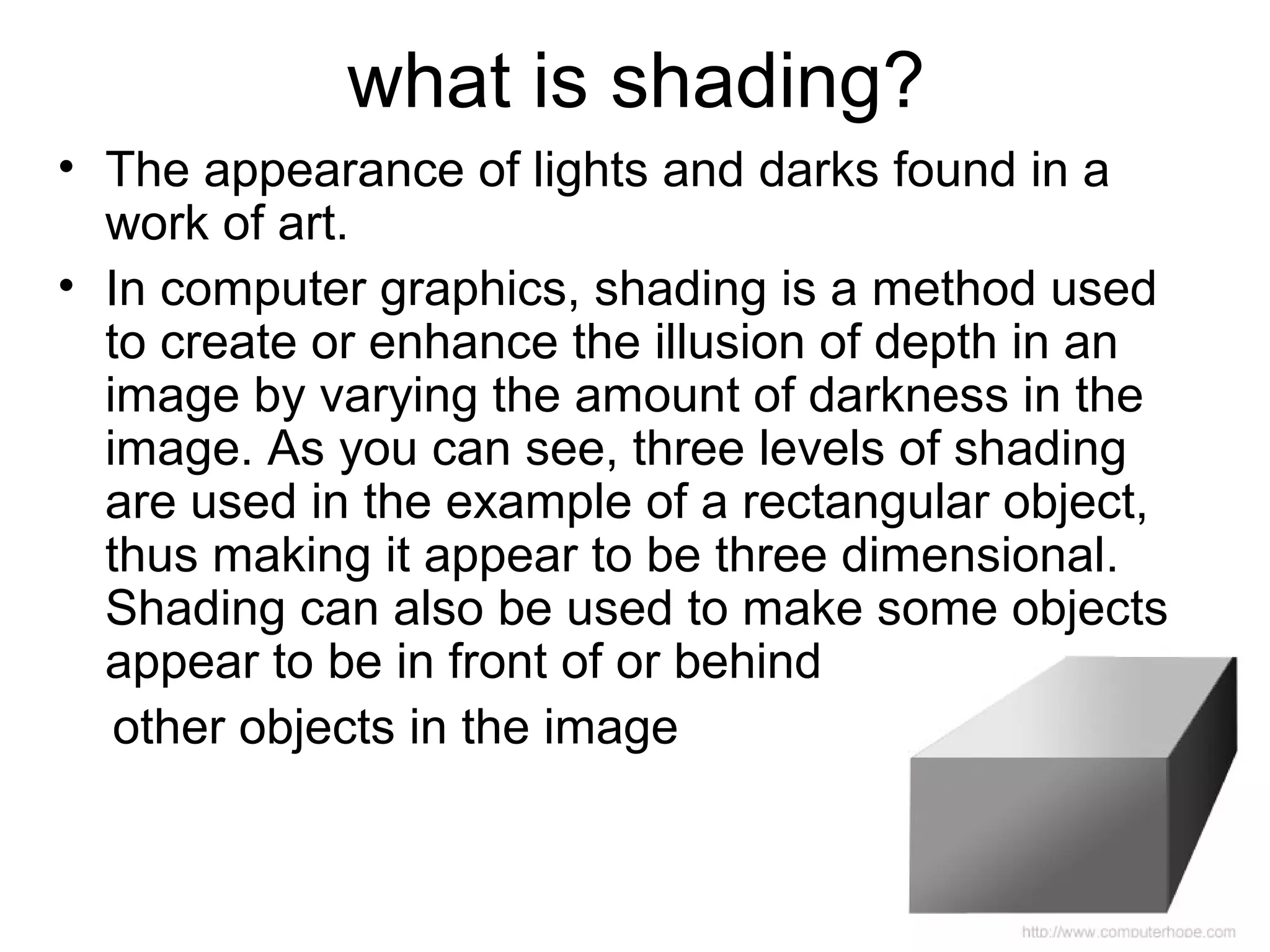 Shading and two type of shading flat shading and gauraud shading with ...