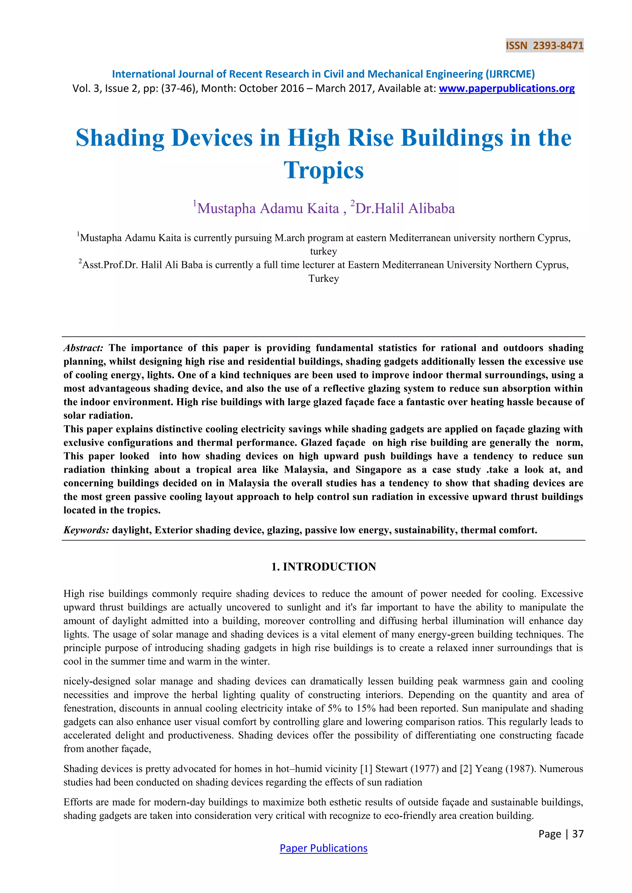 Shading Devices in High Rise Buildings in the Tropics | PDF