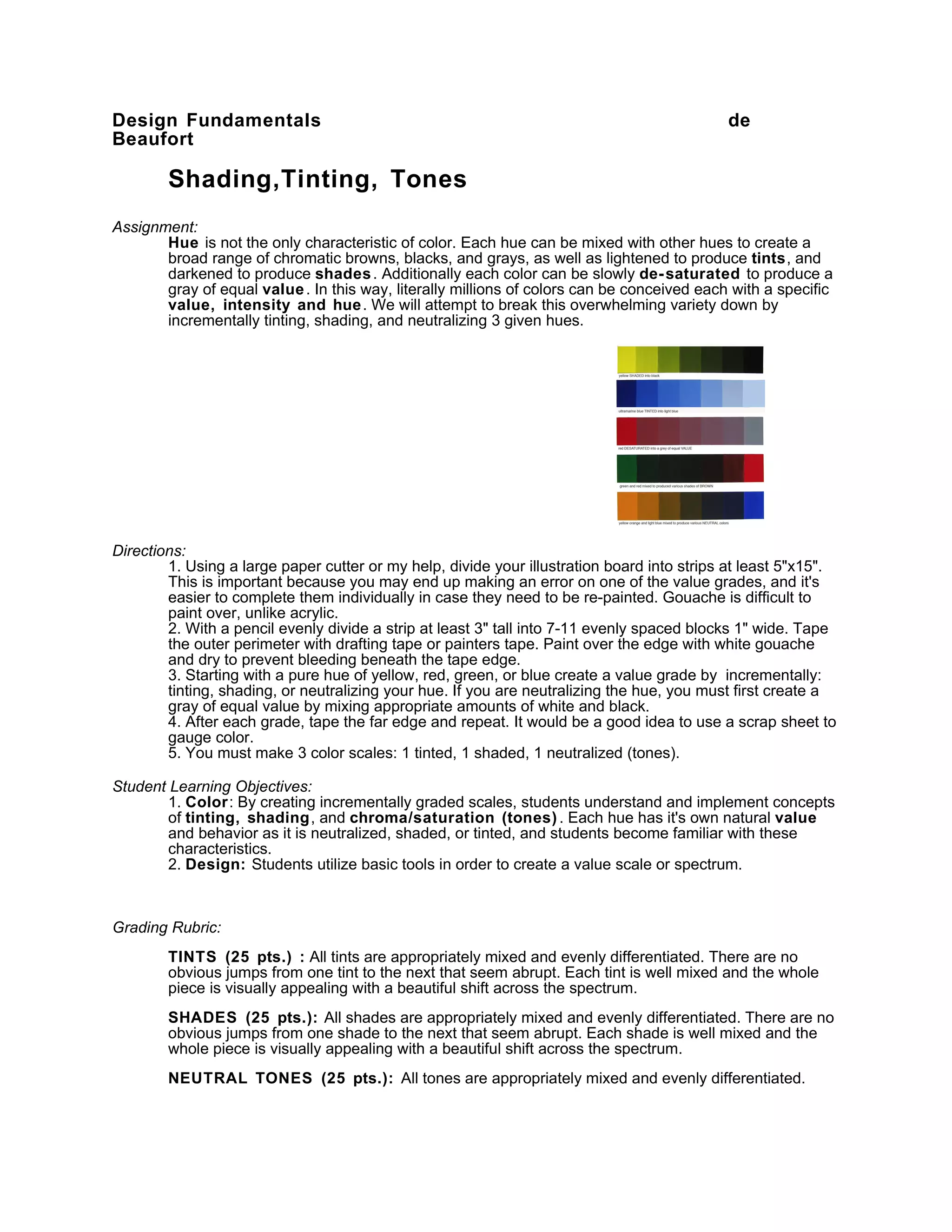 Shading, Tinting, Tones | DOC