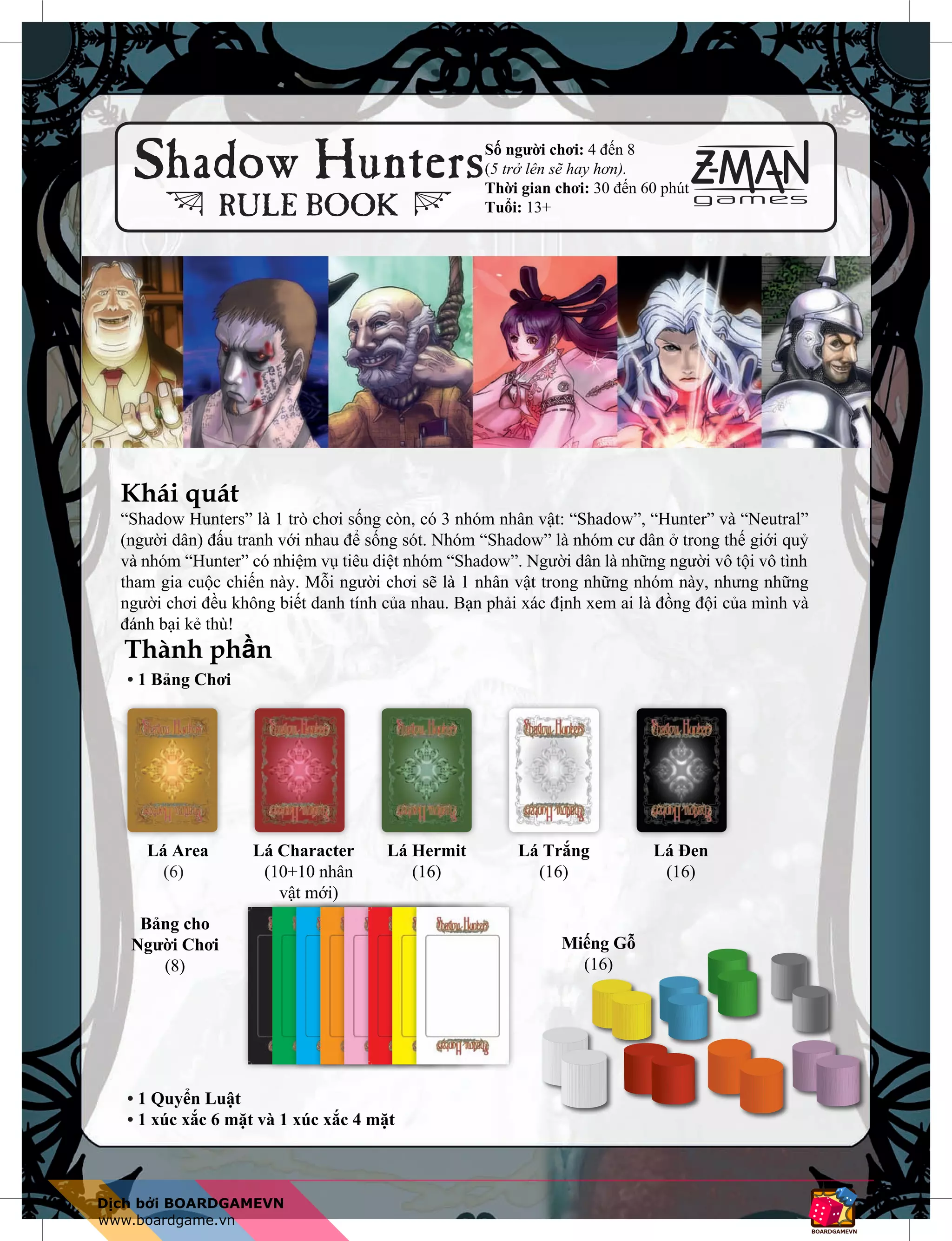 Luật chơi Shadowhunter boardgame - Rules of Shadowhunters | PDF