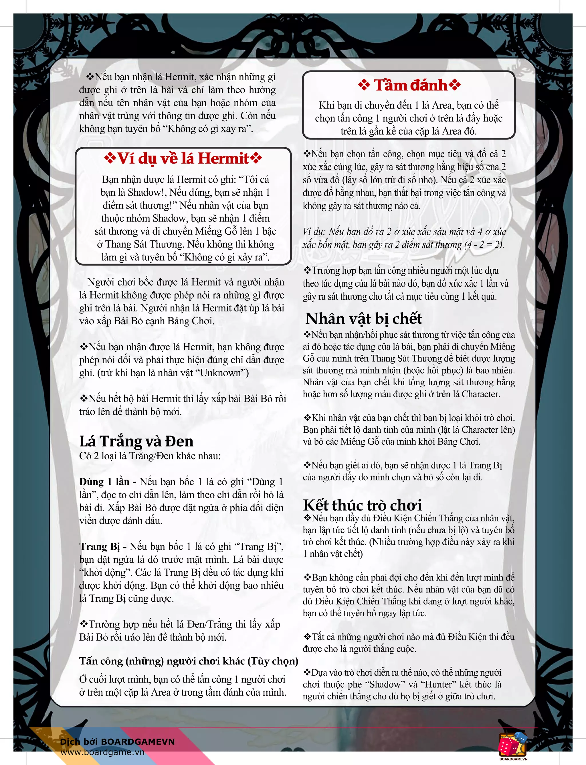 Luật chơi Shadowhunter boardgame - Rules of Shadowhunters | PDF