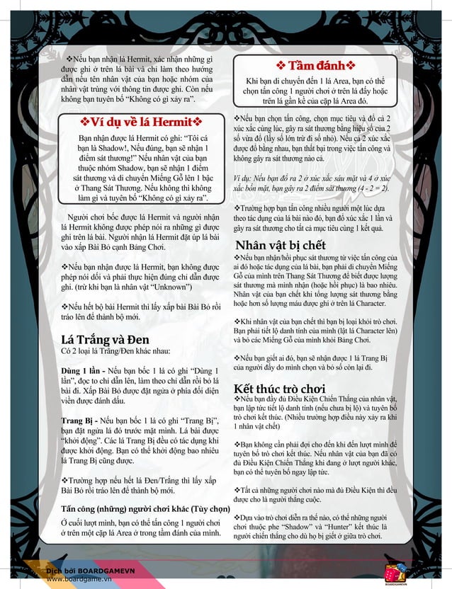 Luật chơi Shadowhunter boardgame - Rules of Shadowhunters | PDF