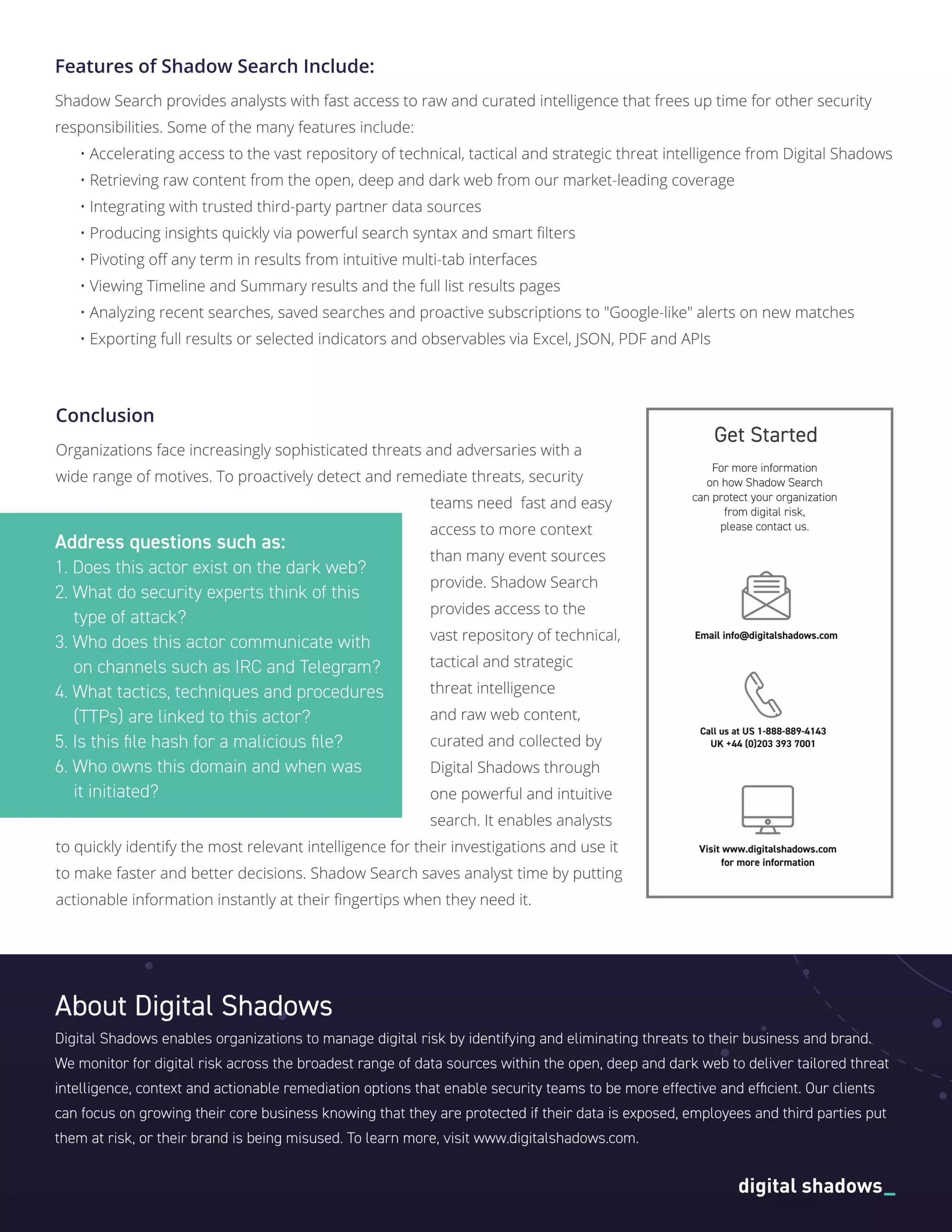 Digital Shadows Shadow Search | PDF