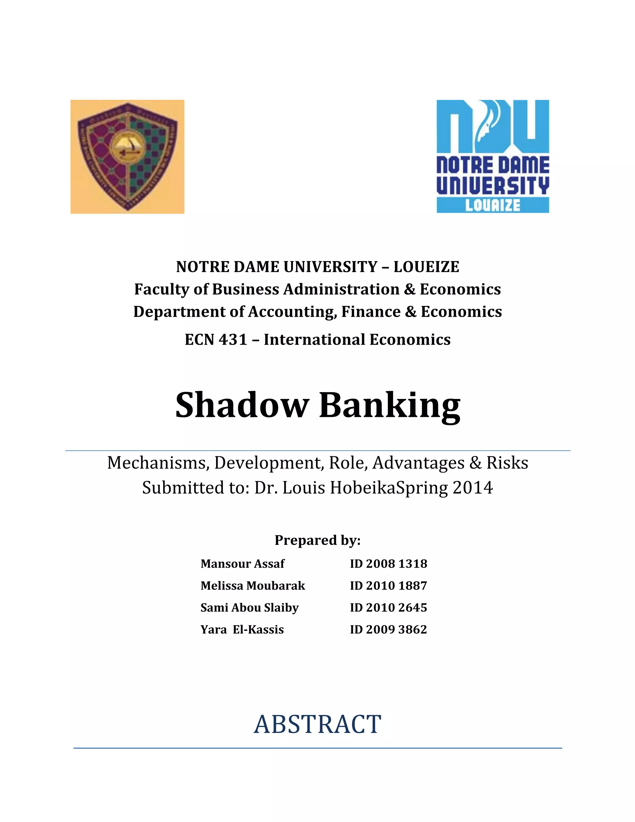 Shadow banking | PDF